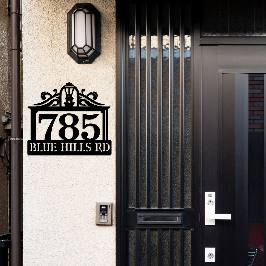 Personalized Metal Address Sign With Led Lights, House Number Sign ...