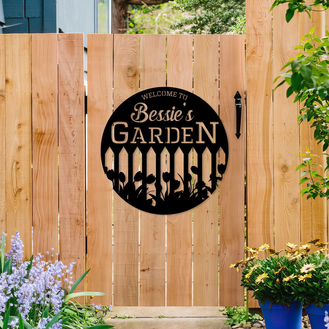 Custom Metal Garden Sign With Led Lights, Personalized Garden Name Sign ...