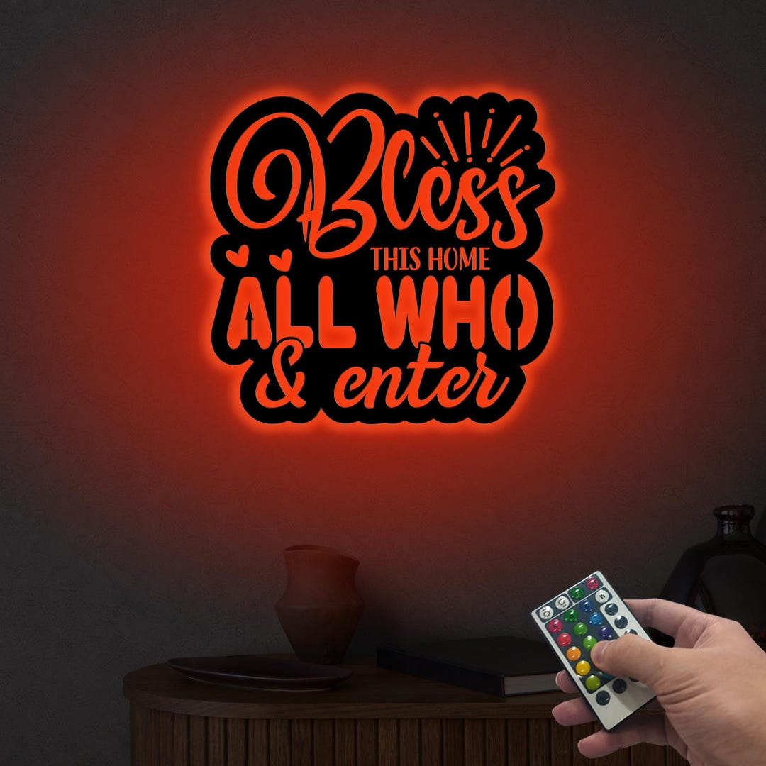 Bless This Home Metal Wall Art Led Lights, Bless Our Home Sign, Bless ...