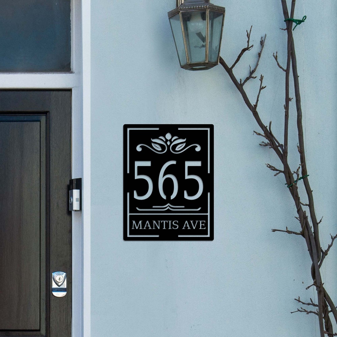 Personalized House Number Sign, Custom Metal Address Sign, Address Wall ...
