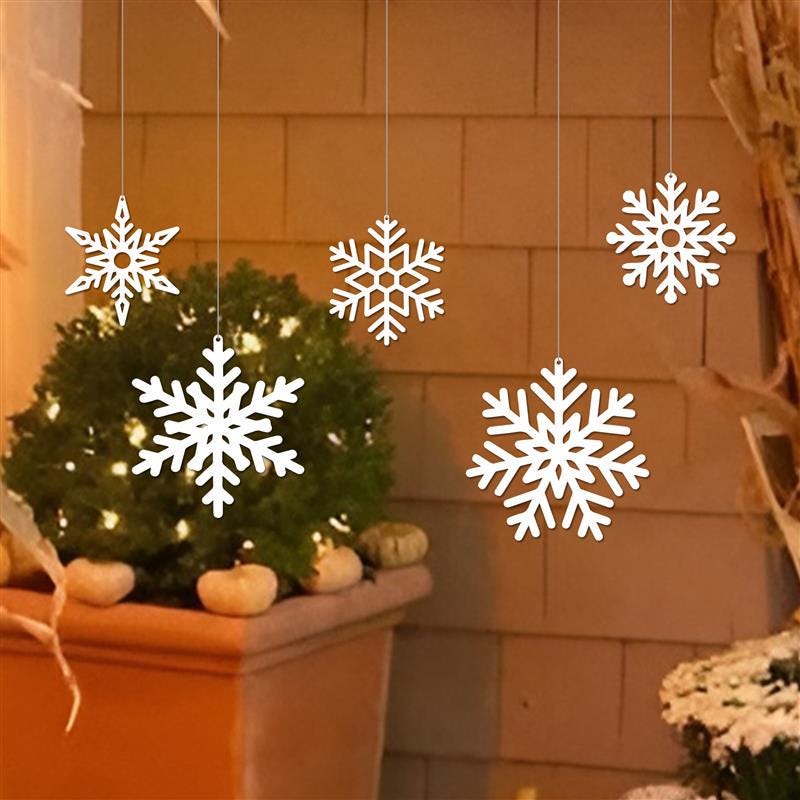 Set of 5 Metal Snowflakes, Metal Snowflake Ornament Set, Snowflake ...