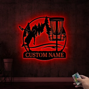 Custom Disc Golf Player Metal Sign Wall Art With Led Lights ...