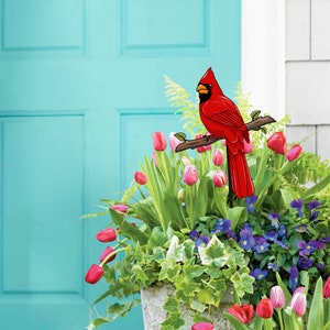 Cardinal Metal Garden Stake, Cardinal Yard Stake, Plant Pot Indoor ...