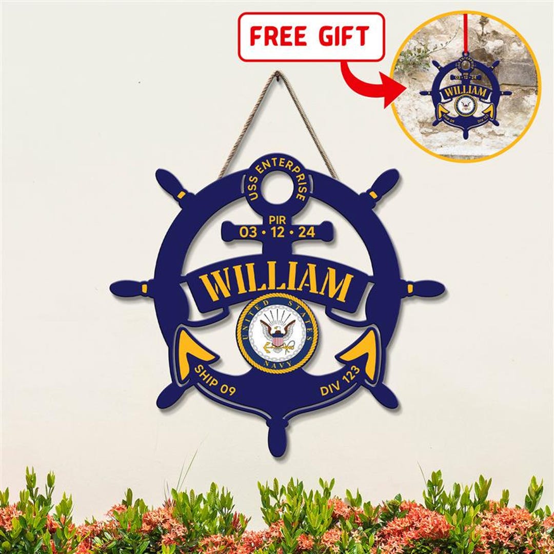 Custom Navy Anchor Wheel Wood Sign, PIR Graduation Gift, Anchor Wall ...