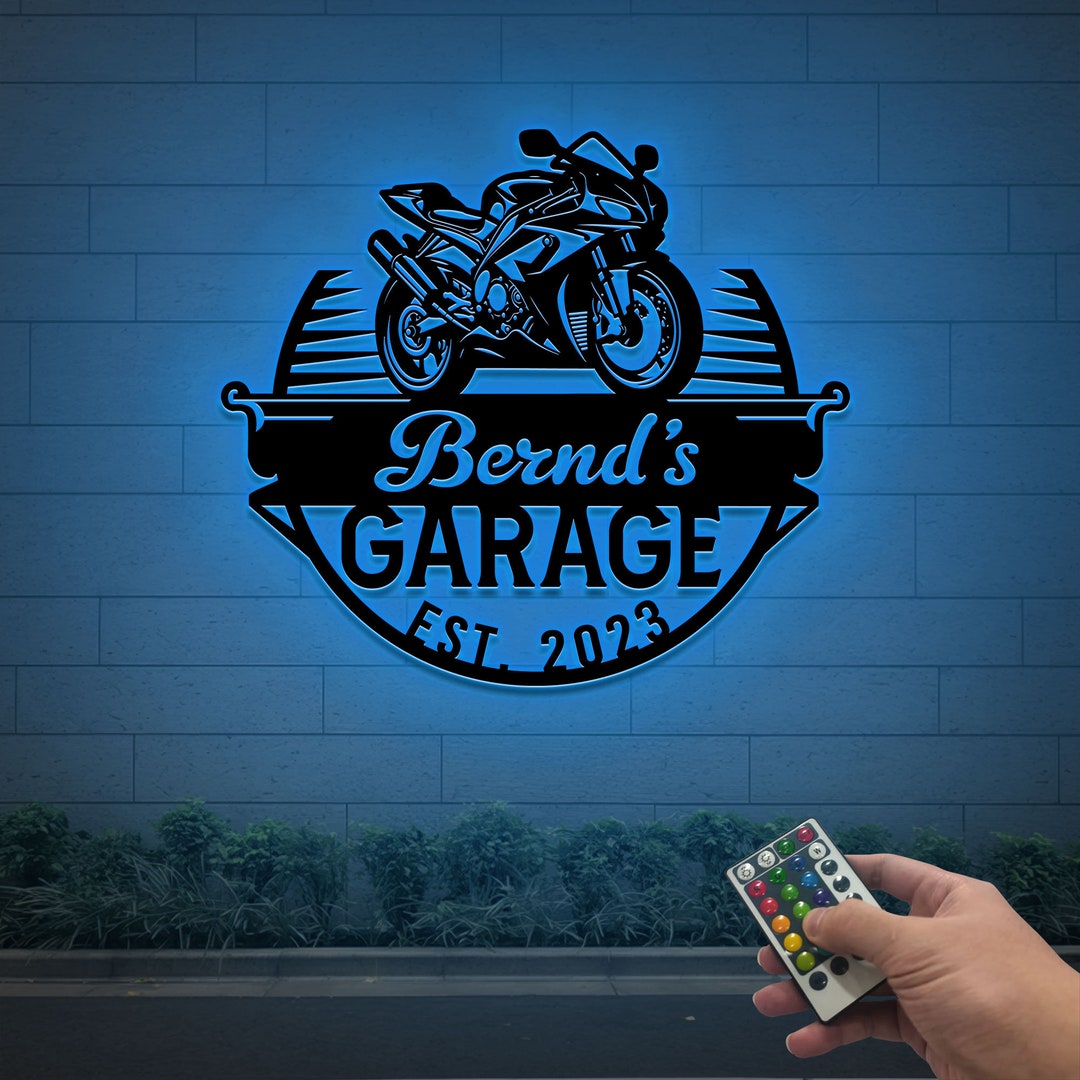 Custom Motorcycle Metal Sign With LED Lights, Motorbike, Motorbike ...