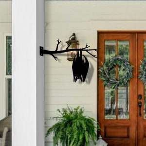 Metal Hanging Bat on Branch, Halloween Bat Decoration, Gothic Bat ...