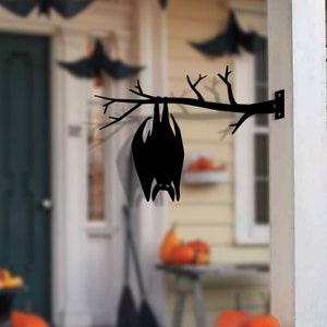Metal Hanging Bat on Branch, Halloween Bat Decoration, Gothic Bat ...