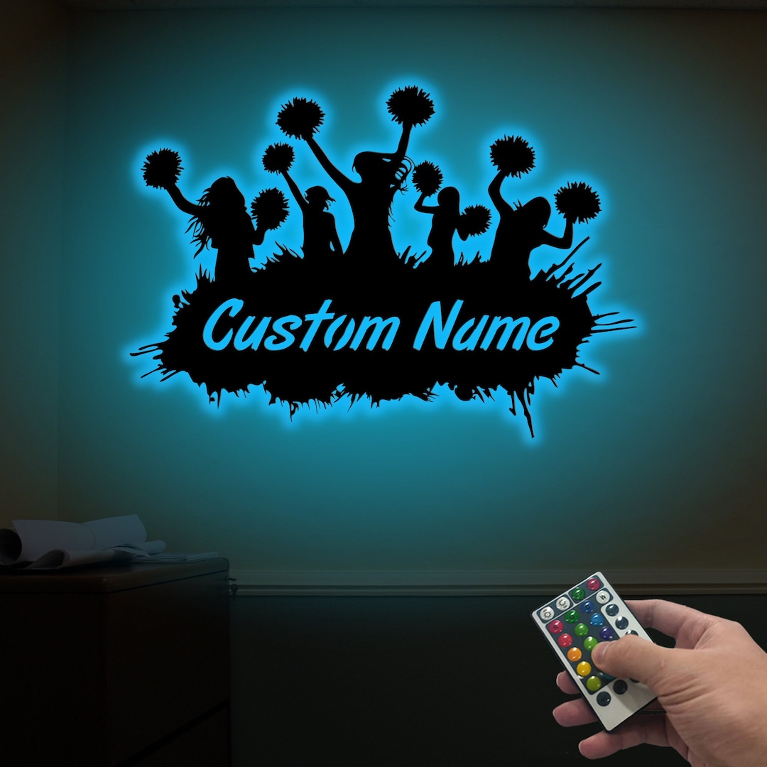 Personalized Cheerleader Metal Sign Wall Art With LED Lights, Custom ...