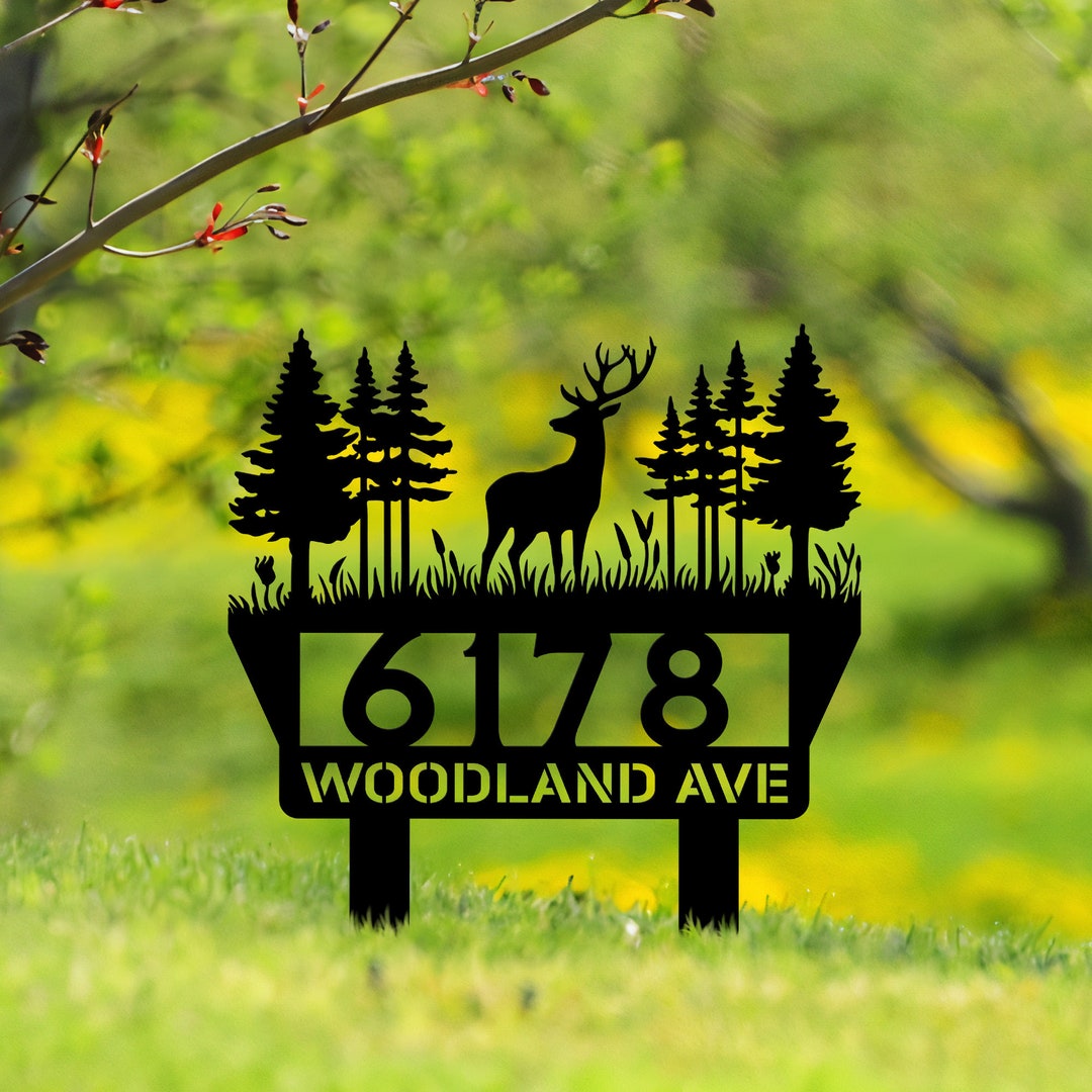 Personalized House Number Metal Sign, Garden Metal Sign, Metal Address ...