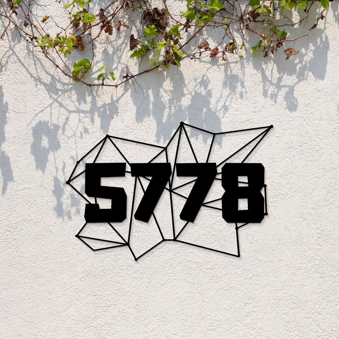 Personalized Metal House Number Sign, Geometric Metal Address Sign ...