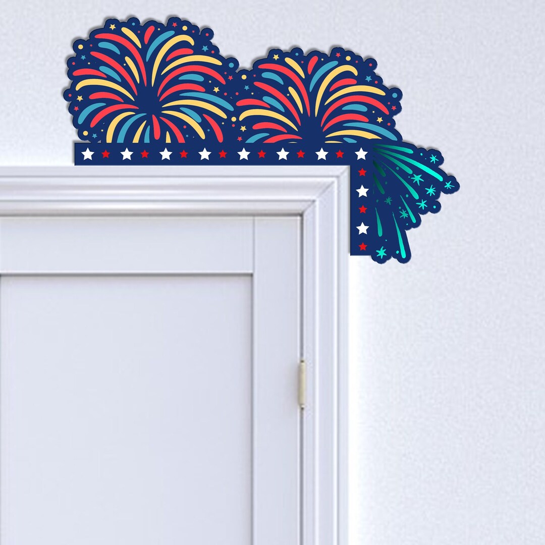 Fireworks Door Wood Sign, 4th of July, Celebration Door Art, Patriotic ...