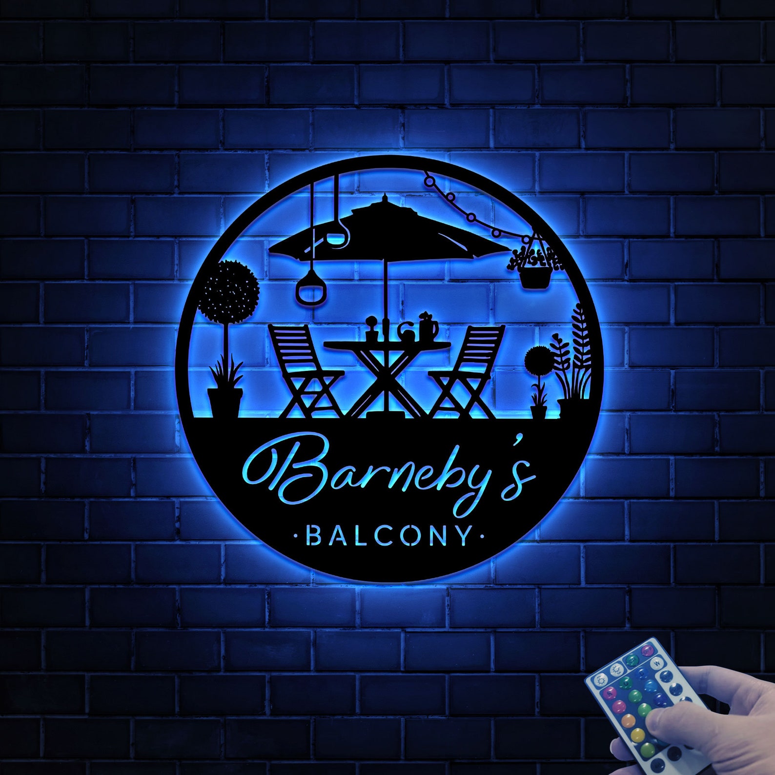 Custom Metal Balcony Sign With Led Lights, Balcony Name Sign, Patio ...