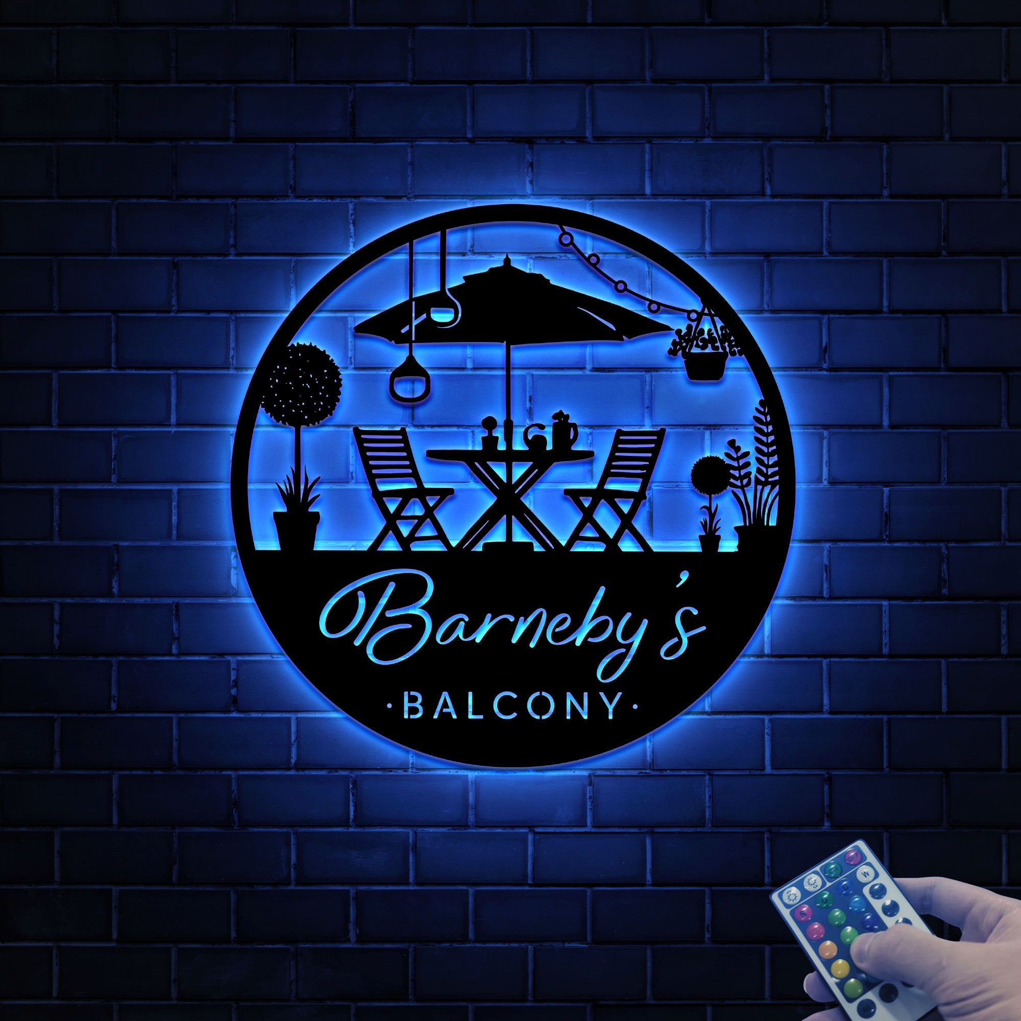 Custom Metal Balcony Sign With Led Lights, Balcony Name Sign, Patio ...