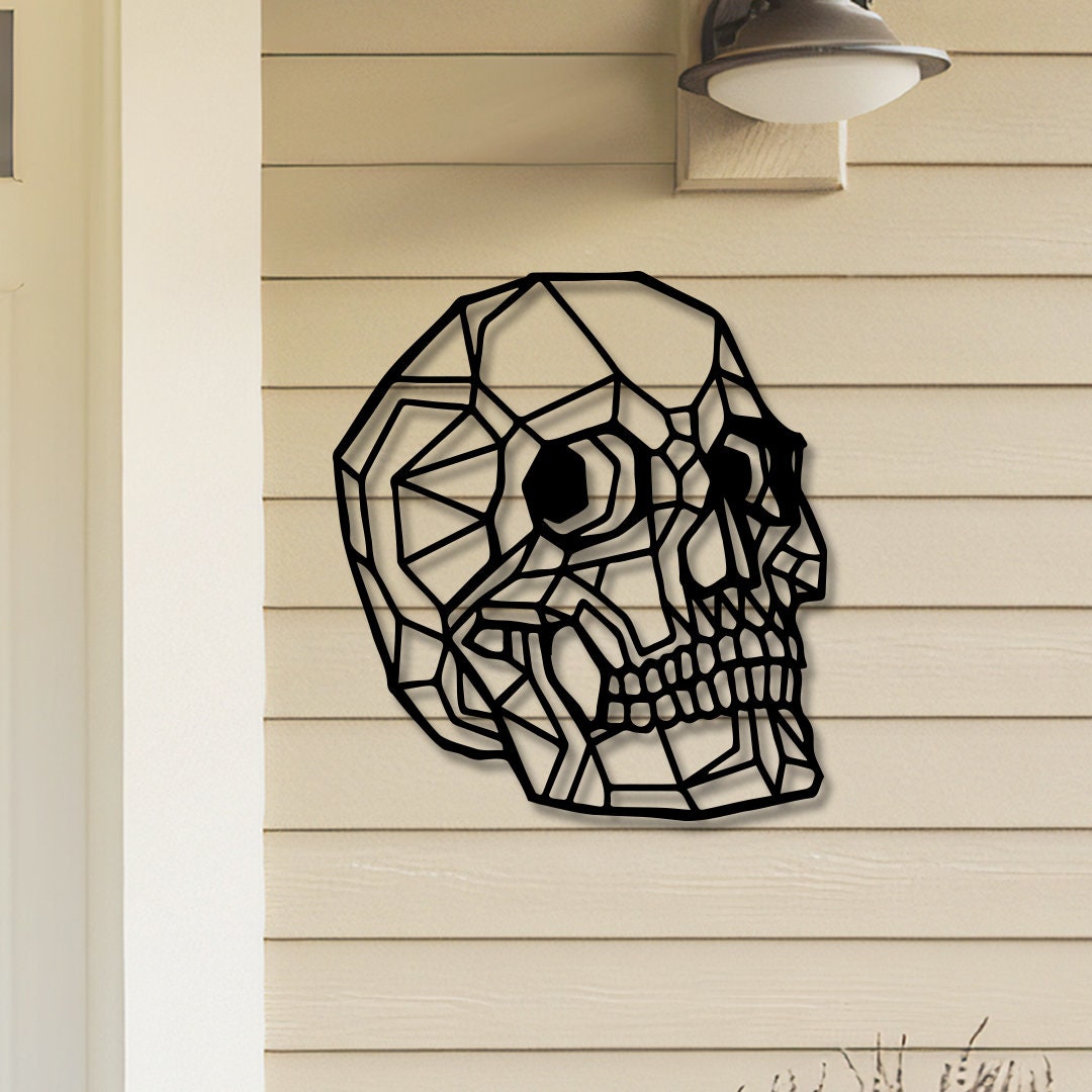 Human Skull Metal Wall Art, Skull Metal Sign, Face Name Signs Halloween ...