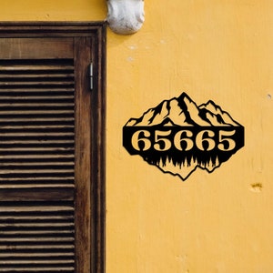 Custom Metal Mountain House Number Sign, Personalized Mountain Address ...