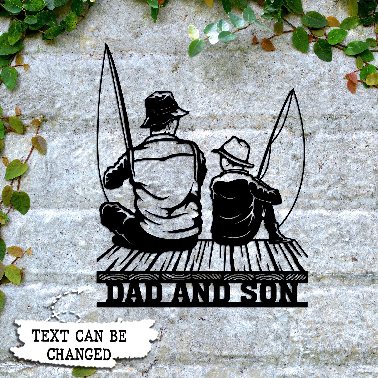 Personalized Dad and Son Fishing Metal Sign Wall Art With Lights ...