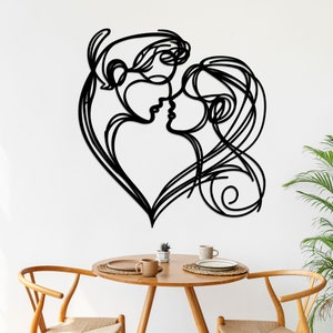 Modern Abstract Couples Metal Wall Art, Heart and Love Metal Wall Art ...