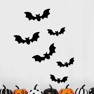 Bat Set of 6 Halloween Sign, Halloween Home Decor, Bat Wall Hanging ...