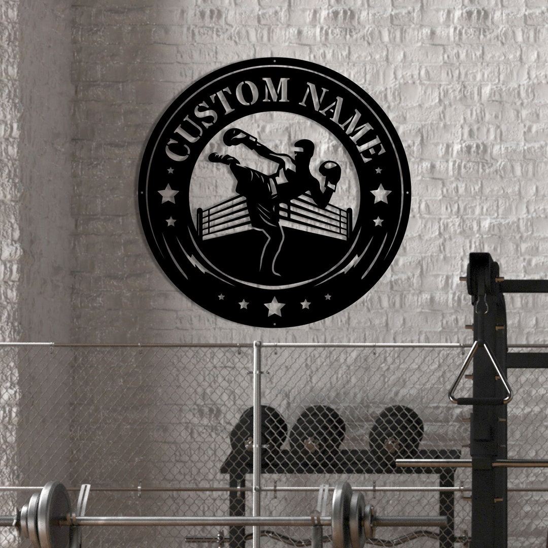 Custom Kickboxing Metal Wall Art With LED Lights, Personalized Martial ...