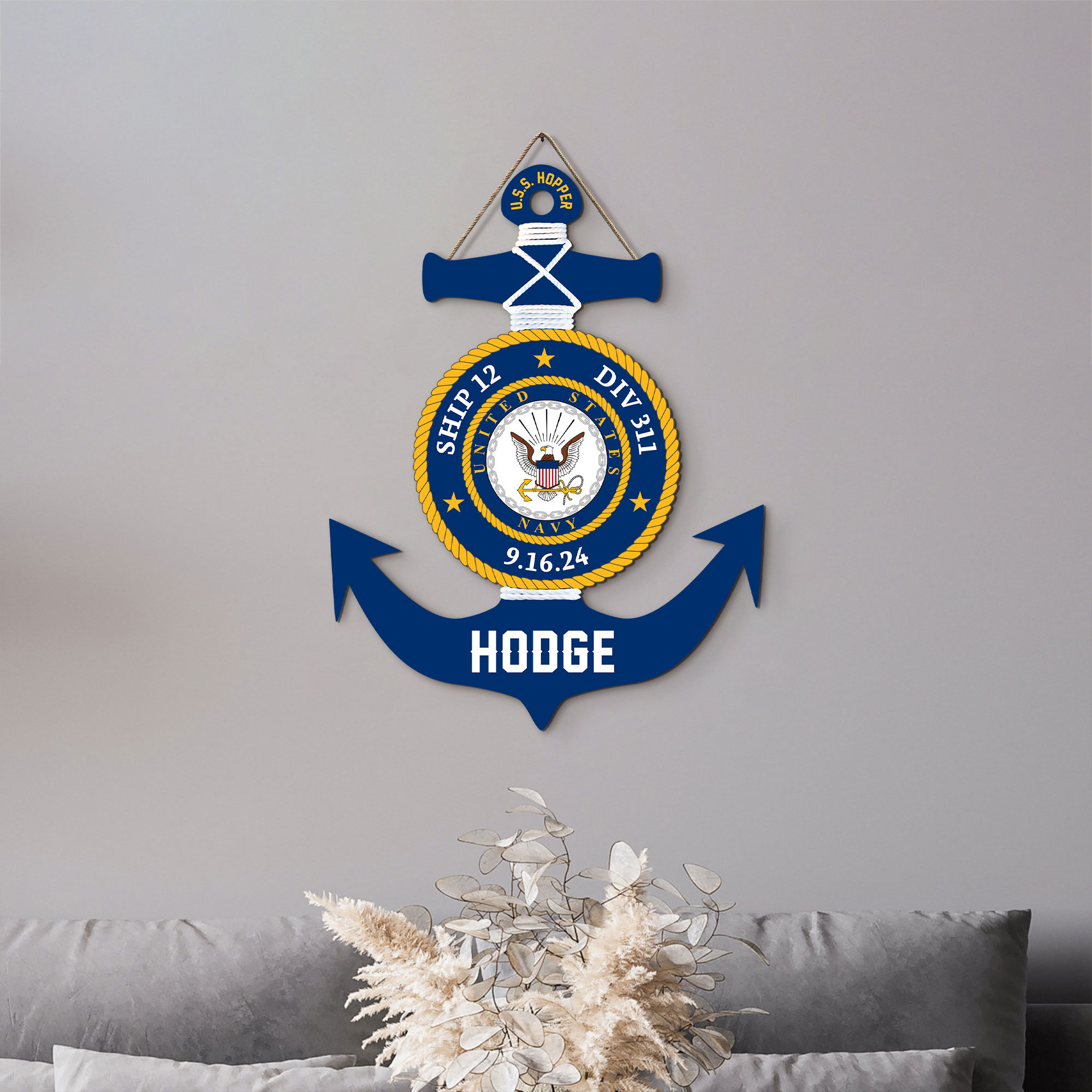 Personalized Navy Anchor Wood Sign, Custom Anchor Name Sign, Navy Sign ...