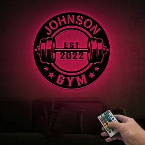 Custom Gym Name Sign With Led Light, Metal Gym Room Decor, Home Gym ...