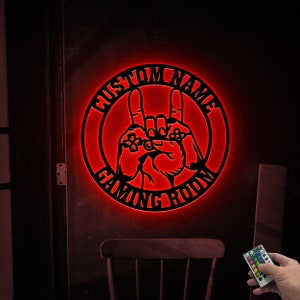 Personalized Gaming Room Sign With Led Lights, Custom Gamer Name Sign ...