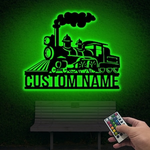 Personalized Train Metal Sign With Led Light, Wall Decor, Train Sign ...
