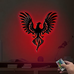 Phoenix Metal Sign With Led Light, Modern Sign Art, Phoenix Sign, House ...