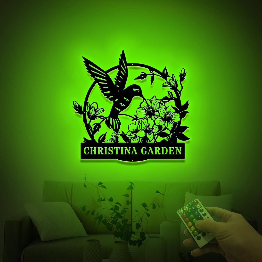 Personalized Hummingbird Metal Sign With Led Light, Hummingbird With ...