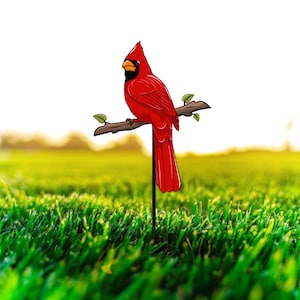 Cardinal Metal Garden Stake, Cardinal Yard Stake, Plant Pot Indoor ...