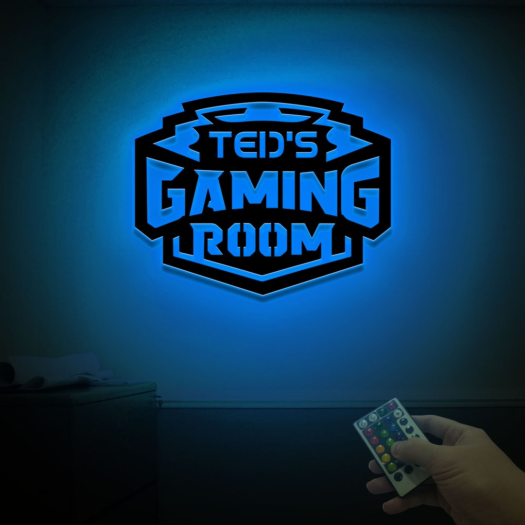 Personalized Gaming Room Sign With Led Lights, Custom Gamer Name Sign ...