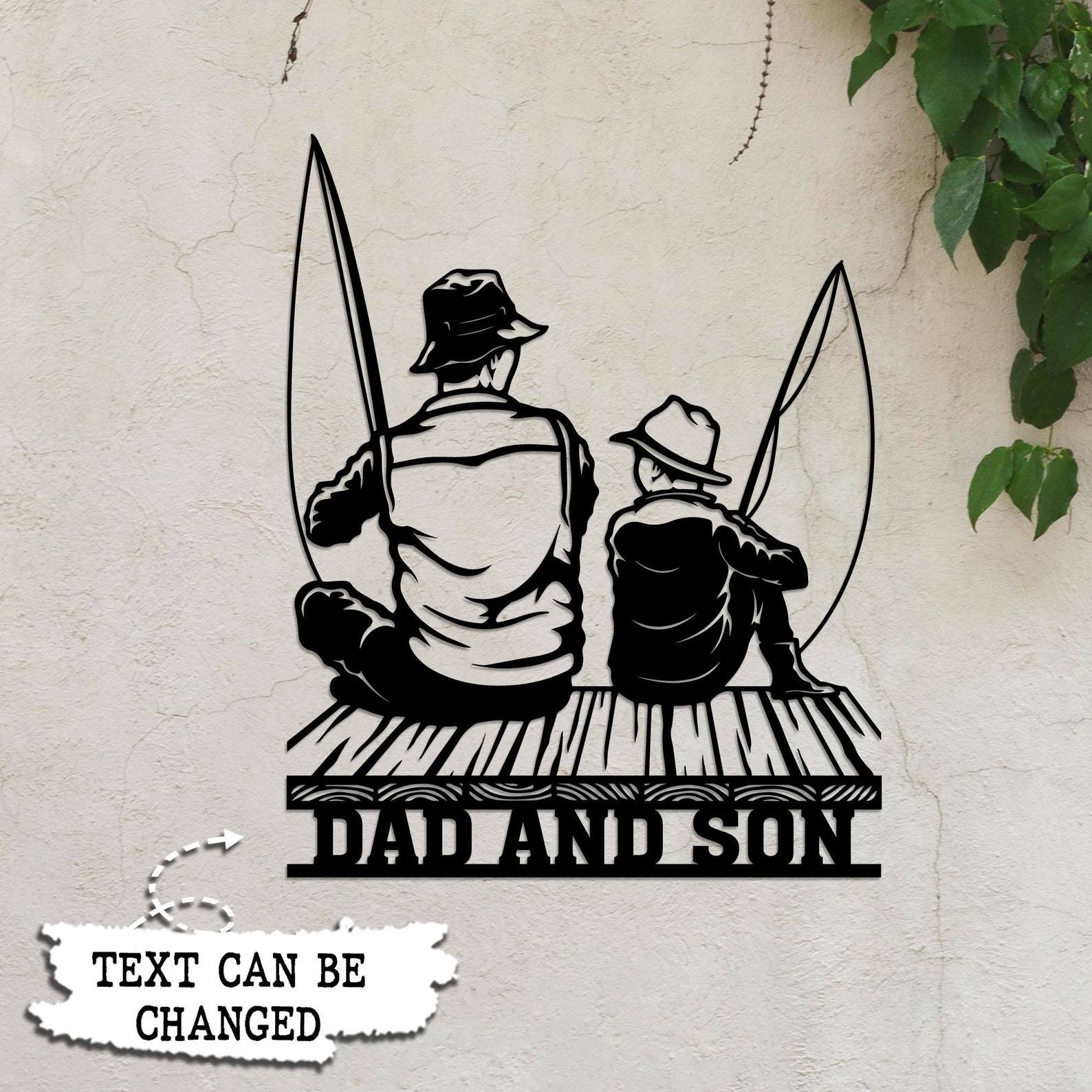 Personalized Dad and Son Fishing Metal Sign Wall Art With Lights ...