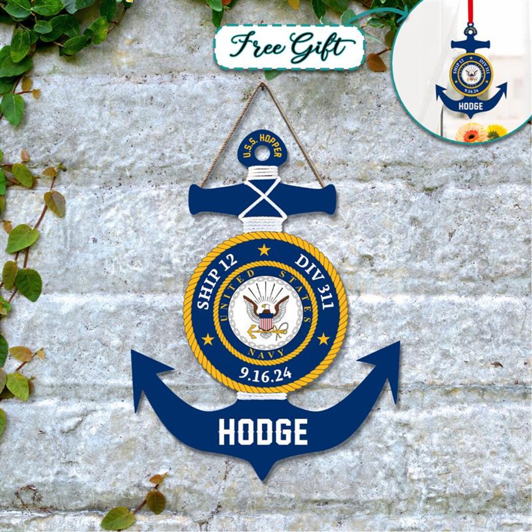 Personalized Navy Anchor Wood Sign, Custom Anchor Name Sign, Navy Sign ...