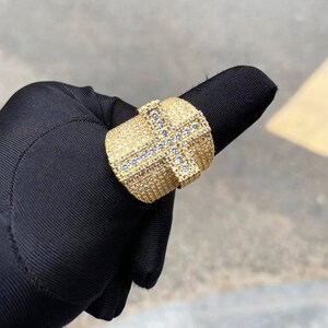 Iced Out Gold Plated Cross Ring for Men, Hip Hop Jewelry, Gift for Him ...