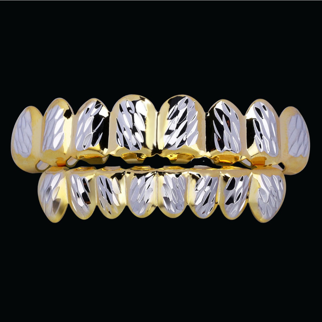 Smooth Shiny Paved Setting Bling Ice Bar Grillz 18k Yellow - Etsy