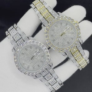 Full Diamond Icy Watch Bling Bling Iced Out Watch Hip Hop - Etsy