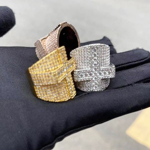 Iced Out Gold Plated Cross Ring for Men, Hip Hop Jewelry, Gift for Him ...