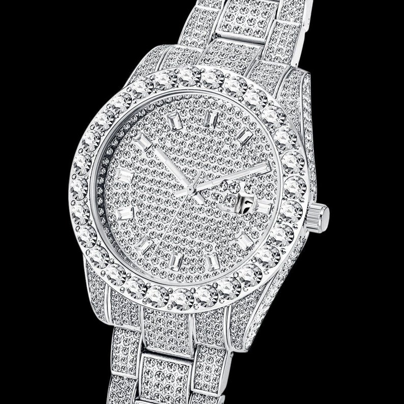 Full Diamond Icy Watch Bling Bling Iced Out Watch Hip Hop - Etsy