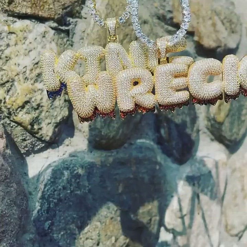 Drippy Style of Red Personalized Custom Name Pendant Hip Hop - Etsy