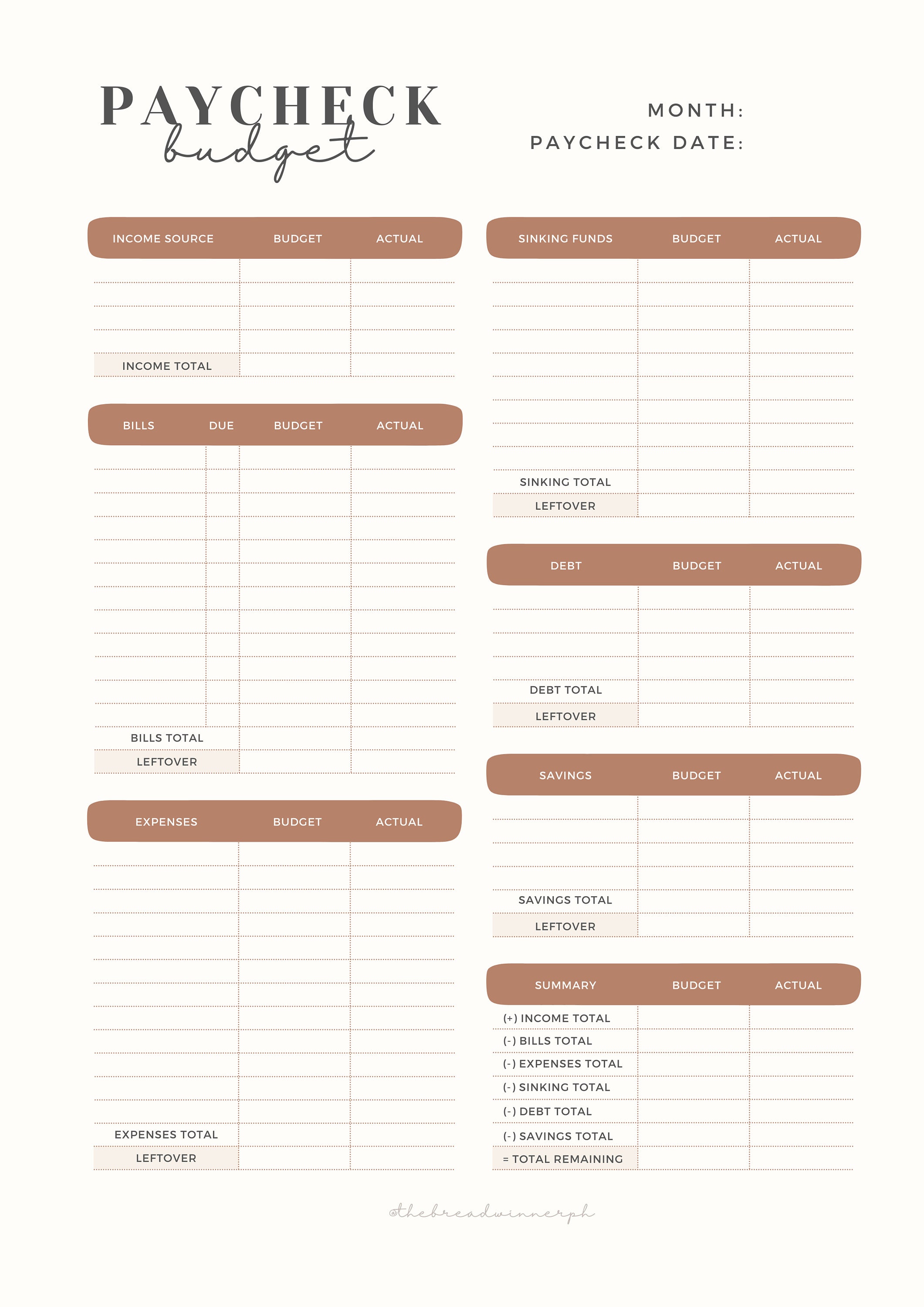 PAYCHECK BUDGET PLANNER Paycheck Budget Tracker Paycheck - Etsy