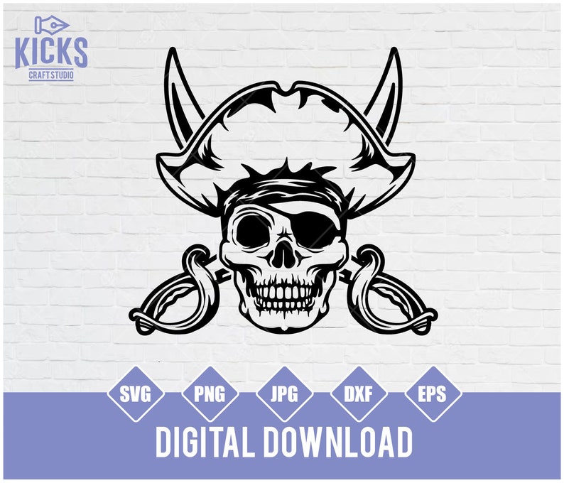 Pirate Skull Svg, Pirate SVG, Skull Svg, Pirate Clipart, Pirate Cut ...