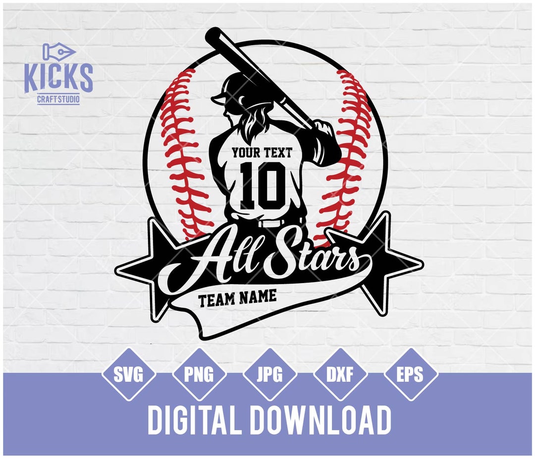 All Stars Svg, Softball Svg, Baseball Svg, Template, Emblem, Softball ...