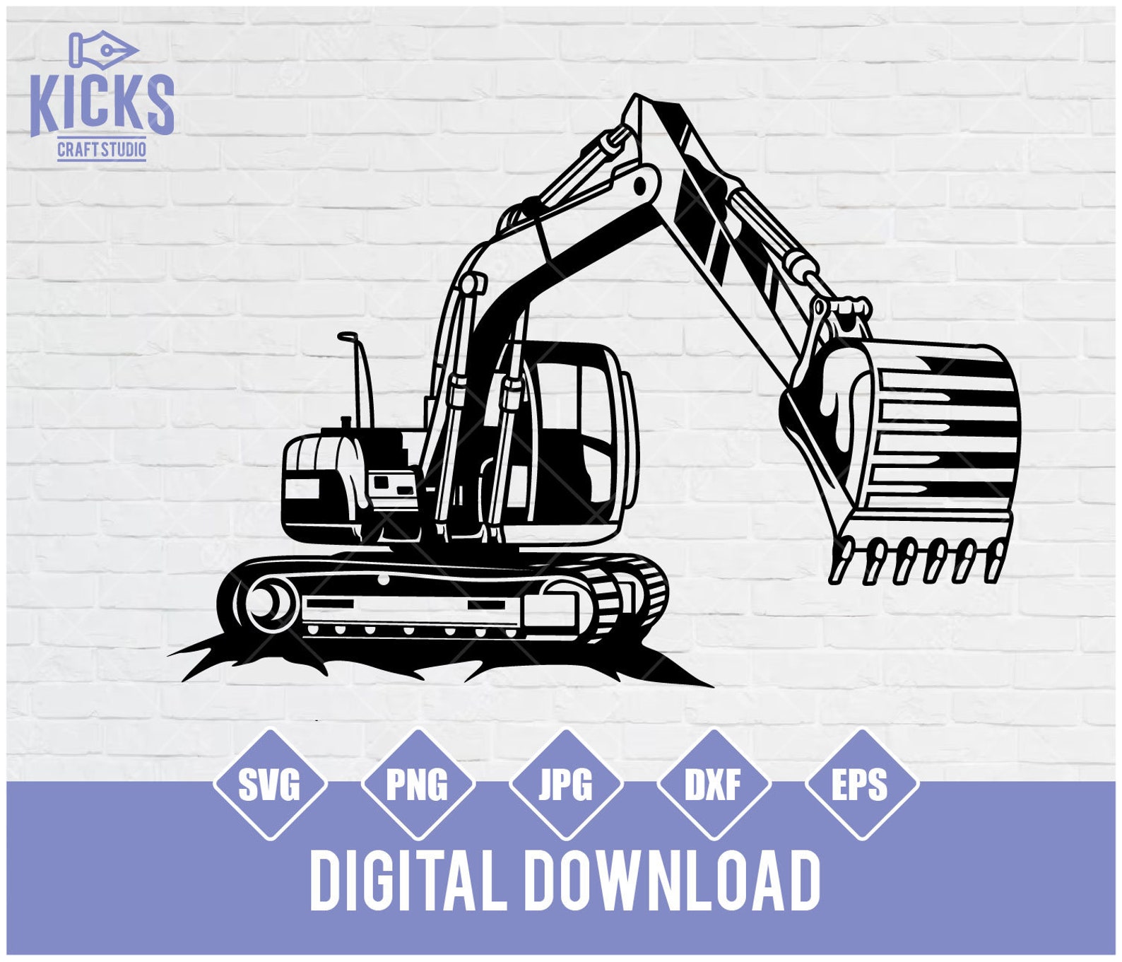 Excavator SVG Clipart: Construction Vehicle Cut File (digital Download ...