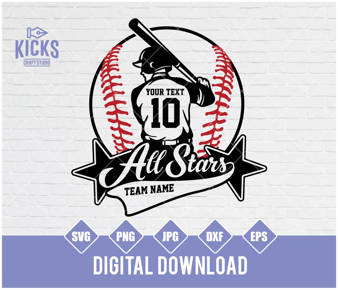 All Stars Baseball SVG: Softball Team Emblem Template (digital Download ...