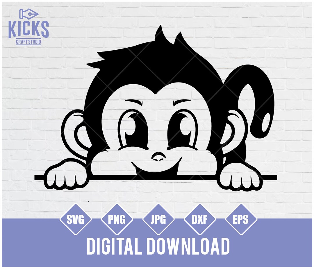 Cute Monkey Peeking Svg, Monkey Svg, Monkey Peeking Svg, Animal Svg ...