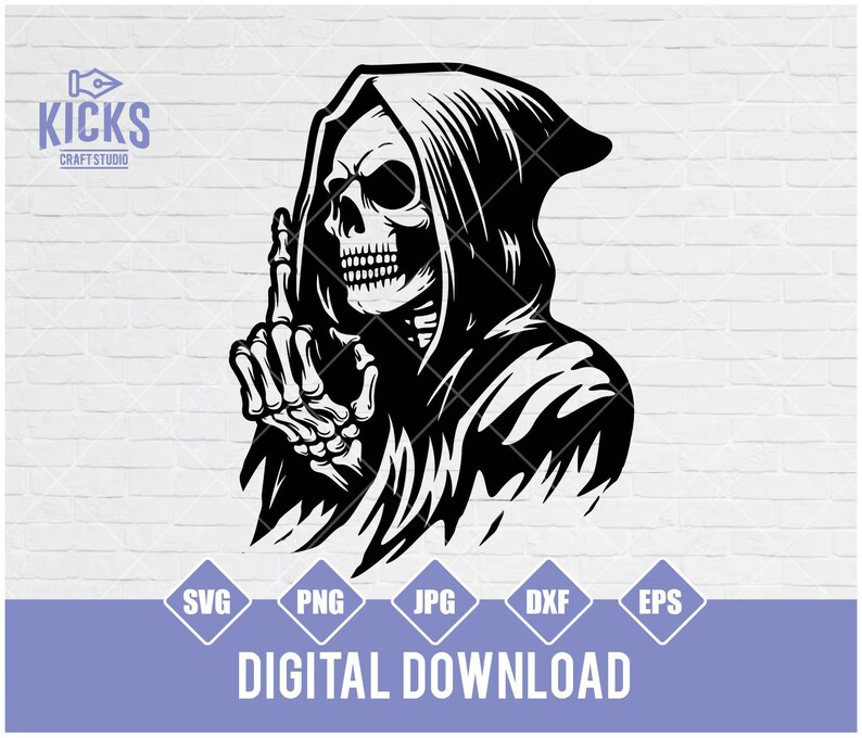 Grim Reaper Skeleton Cut Files Grim Reaper Finger Skull Vector Silhouette, Cameo, Cricut SVG ...