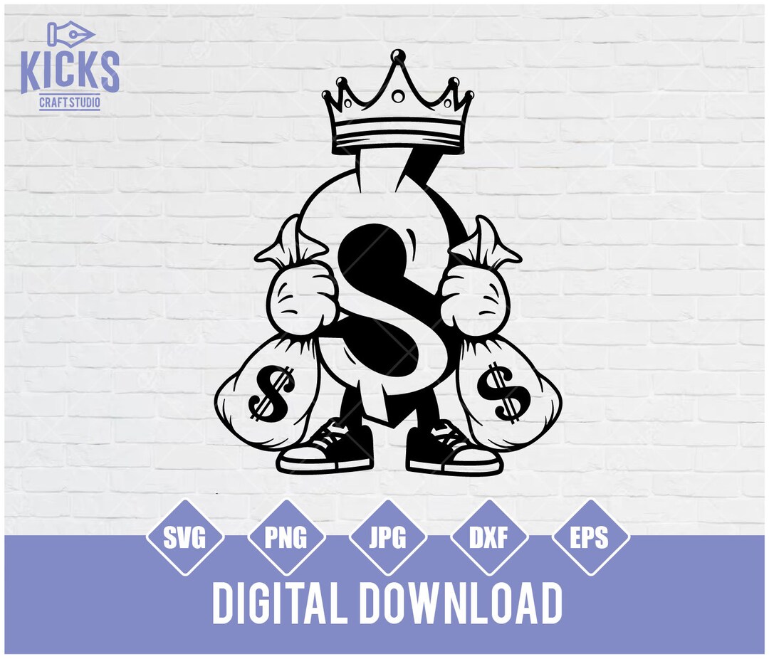 Money King SVG: Dollar Sign Clipart, Hipster Stencil (digital Download ...