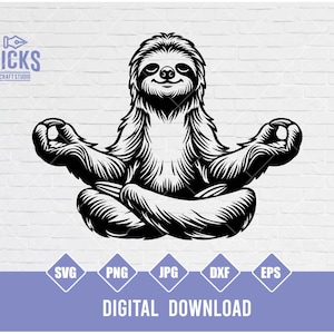Meditating Sloth SVG, Jungle Animal Clipart (digital Download) - Etsy