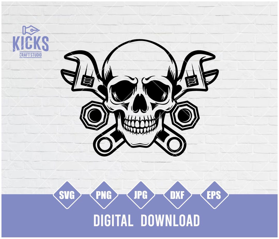 Skull Mechanic Svg, Wrenches Svg, Mechanic Svg, Mechanic Skull Svg ...