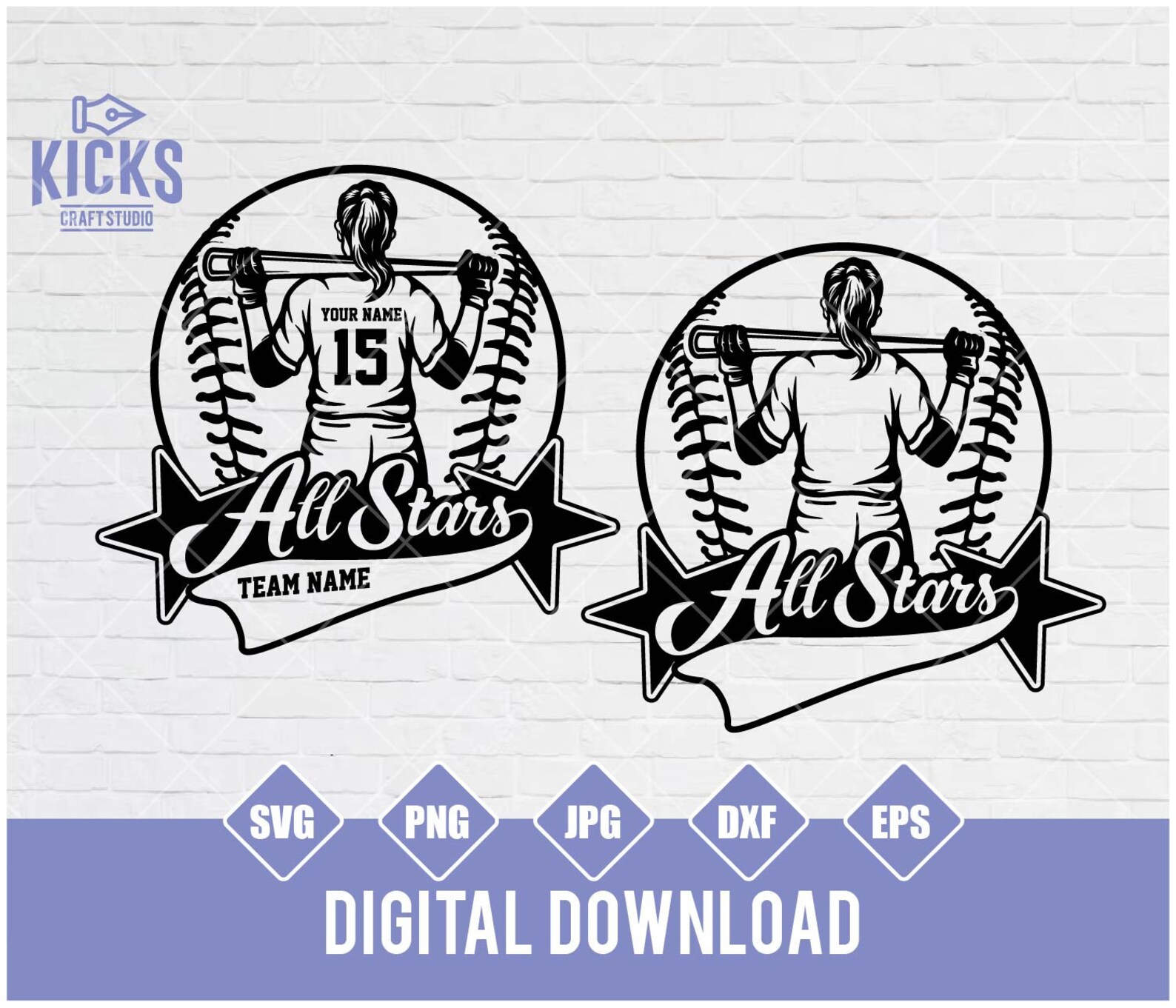 All Stars Svg, Softball Svg, Baseball Svg, Template, Emblem, Softball ...